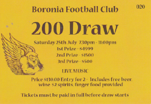 200 Draw – Sat 25th July – BORONIA HAWKS FOOTBALL NETBALL CLUB INC.